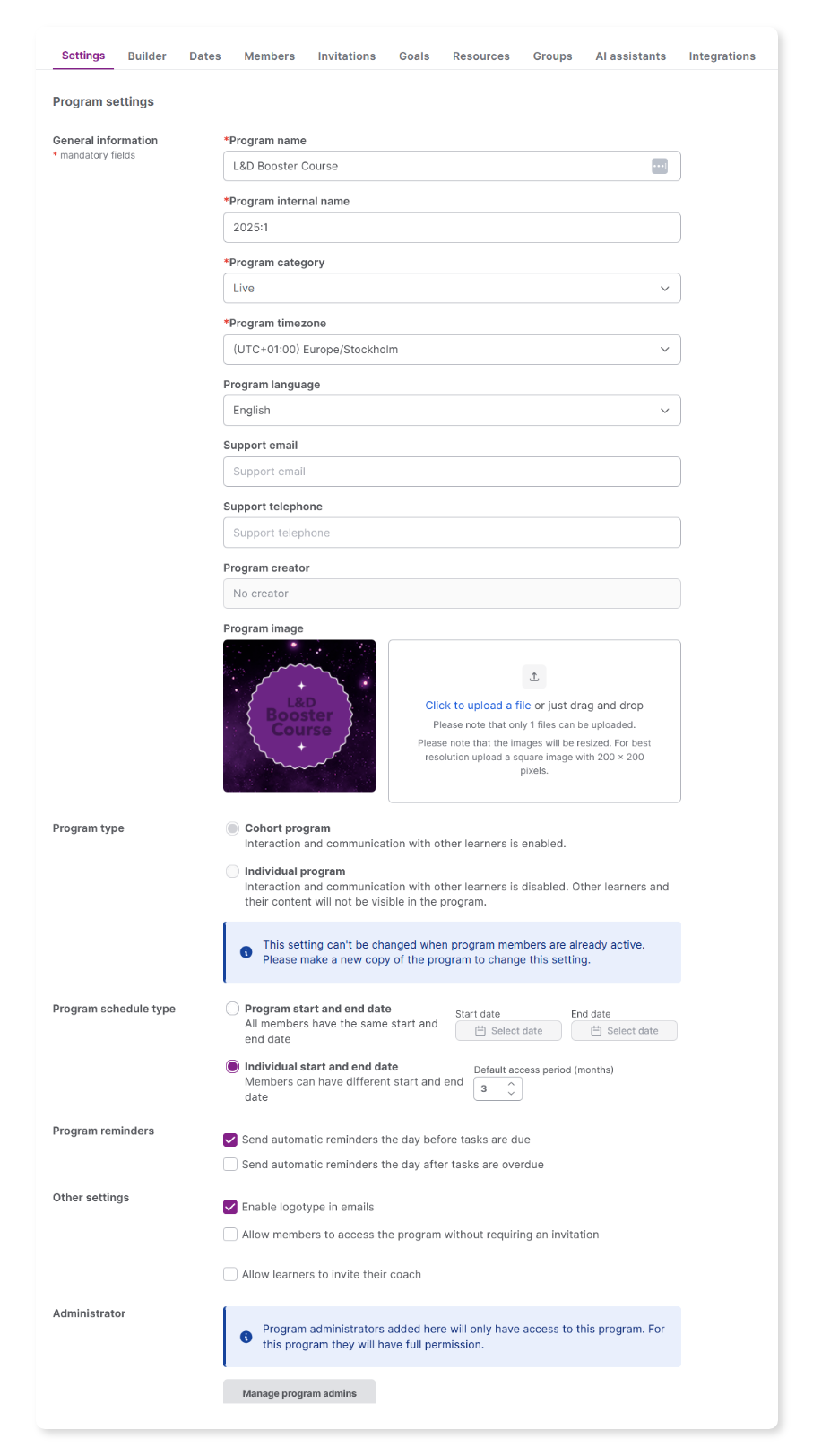 Introduction to Program Settings – Promote International