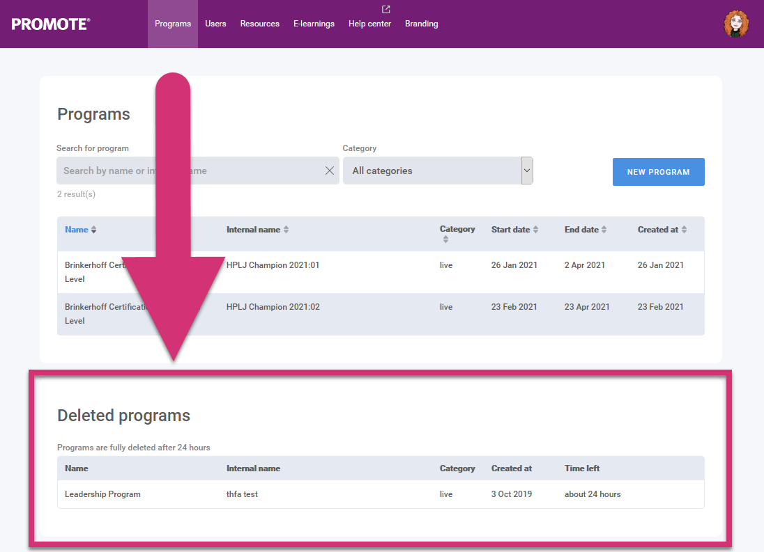 How to delete a program – Promote International